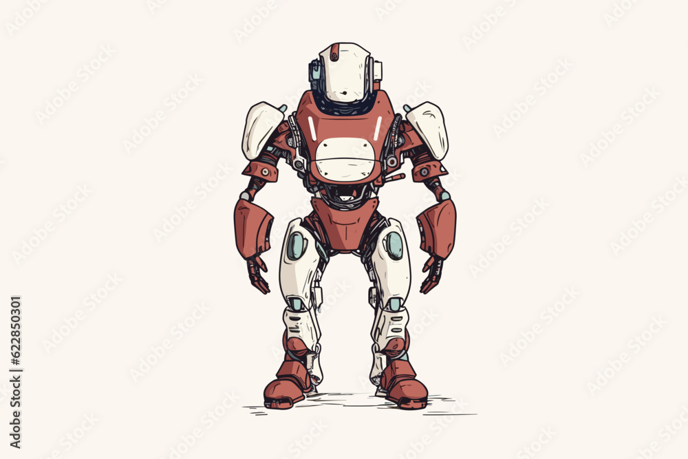 Vetor de Doodle inspired Exoskeleton suit, cartoon sticker, sketch ...