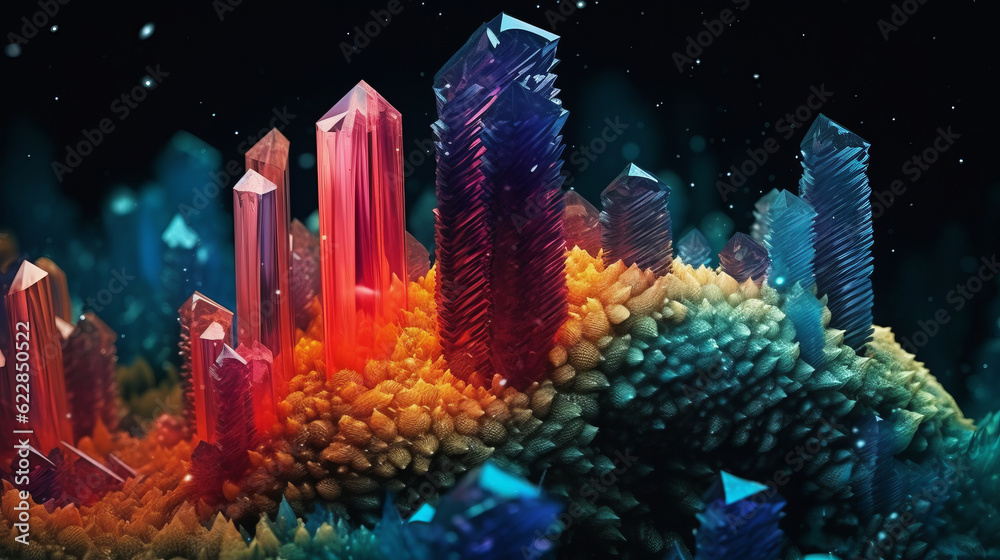 Texture of fluorescent and neon sound crystals. Abstract wallpaper ...