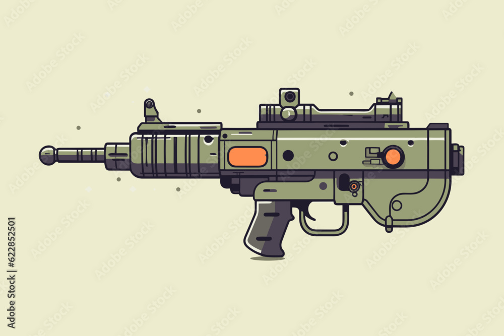 Doodle inspired Grenade launcher, cartoon sticker, sketch, vector ...