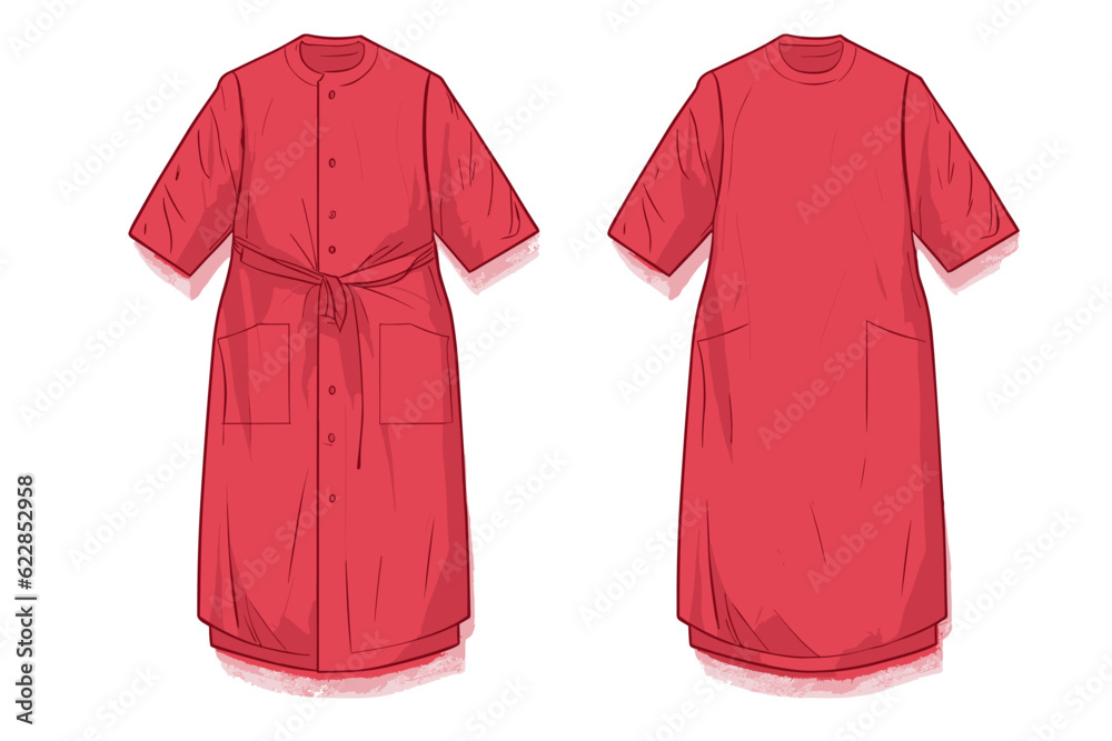 Vetor de Doodle inspired Isolation gown, cartoon sticker, sketch ...