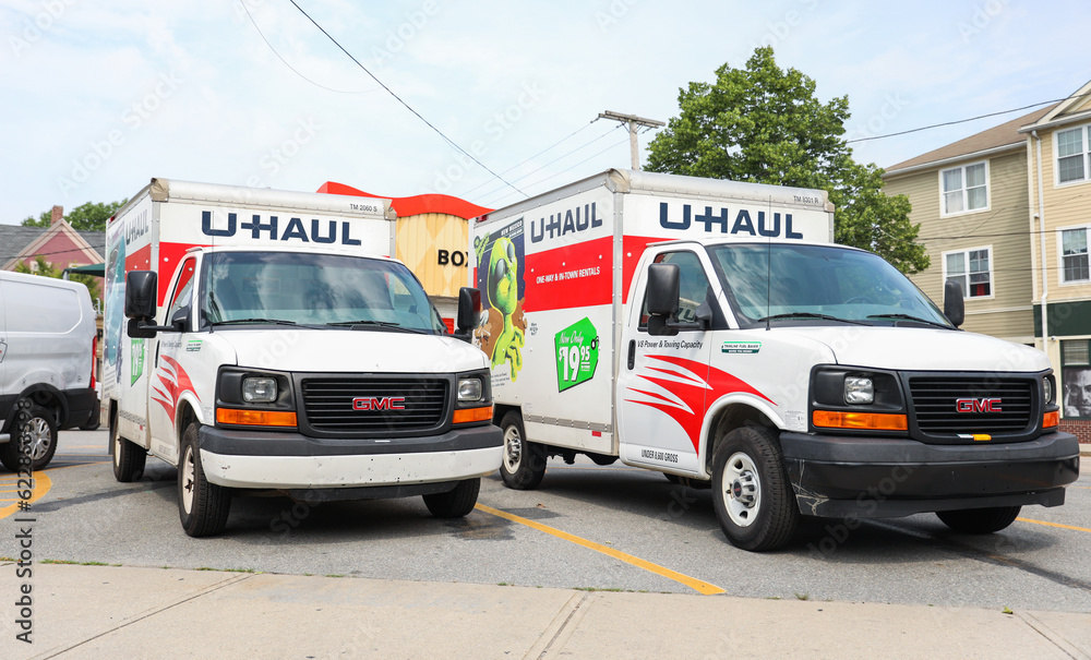 Providence, RI, USA, July 12, 2023, U-Haul Moving Company: Symbol of ...