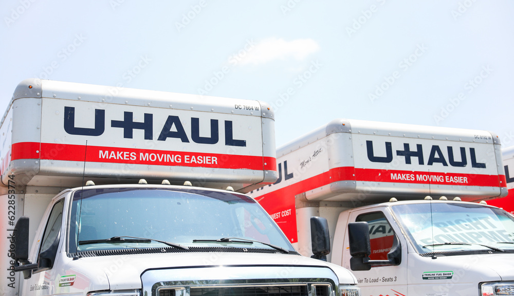 Providence, RI, USA, July 12, 2023, U-Haul Moving Company: Symbol of ...