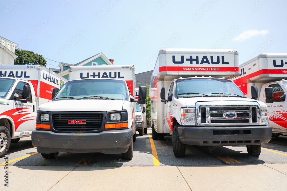 Providence, RI, USA, July 12, 2023, U-Haul Moving Company: Symbol of ...