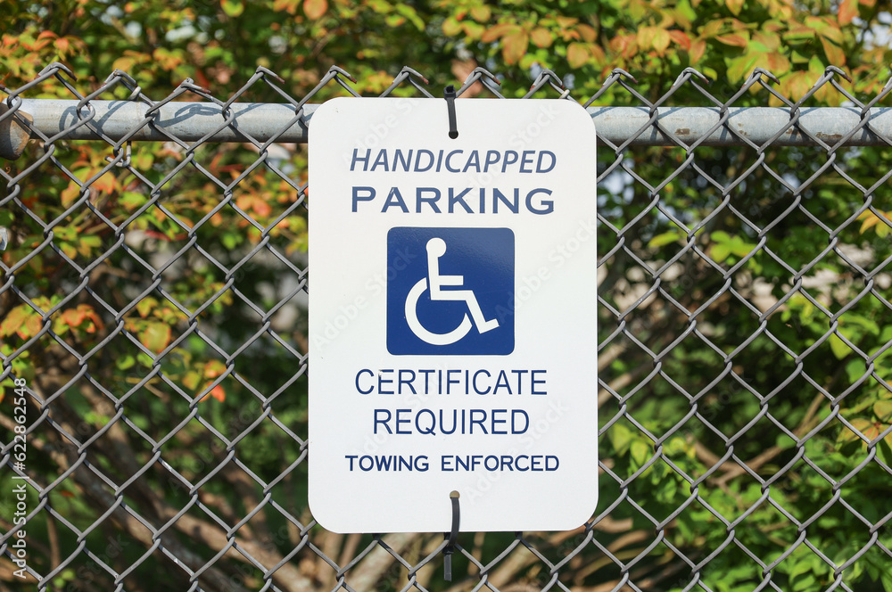 blue wheelchair symbol on a white background. The handicap sign ...