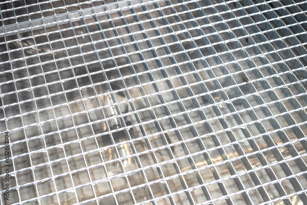 Galvanized grating ventilation. Steel grating close-up. Galvanized mesh ...
