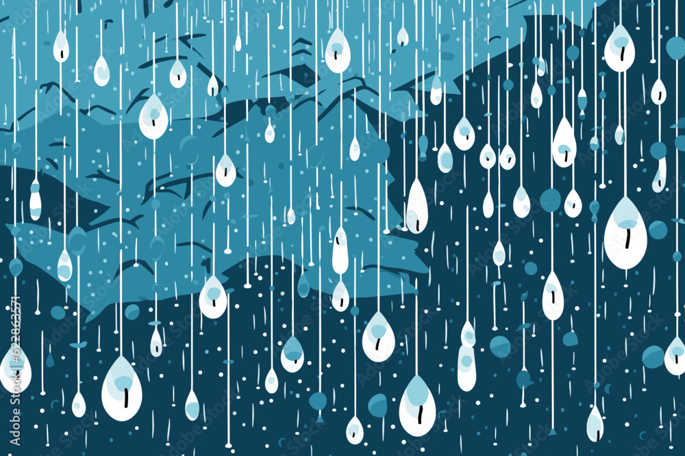 Doodle inspired Freezing rain, cartoon sticker, sketch, vector ...