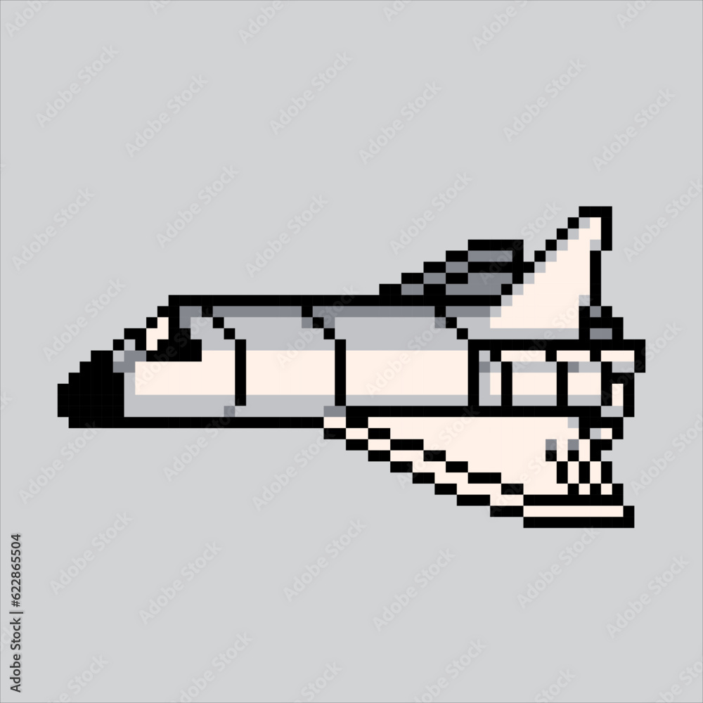 Pixel art illustration Space plane. Pixelated Spaceship.Space Plane ...