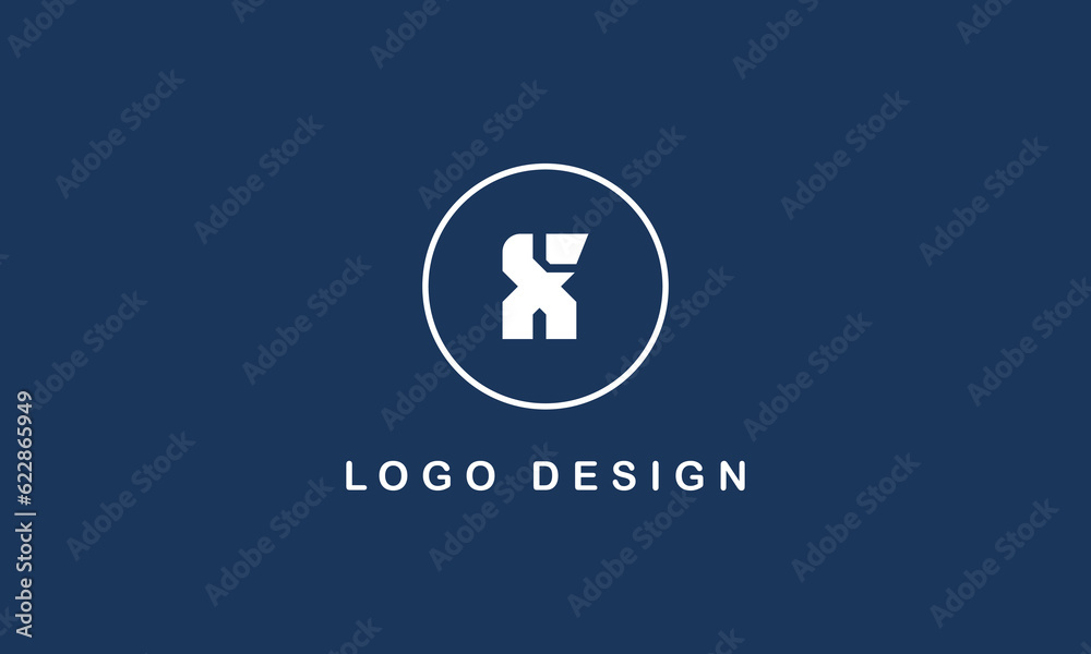 X logo design with circle blue background template. simple logo concept ...