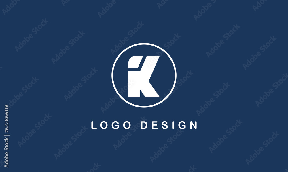 K logo design with circle blue background template. simple logo concept ...