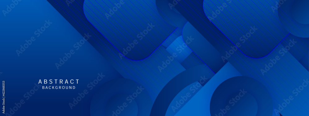 Blue color square pattern on banner with shadow. Abstract white and ...