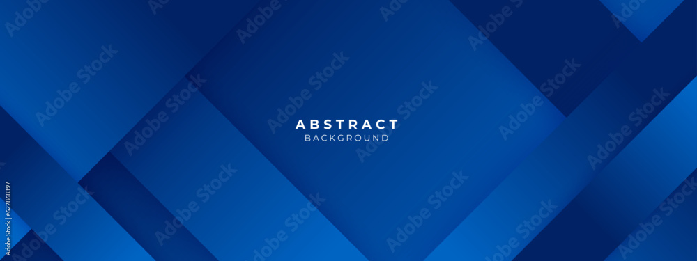 Blue color square pattern on banner with shadow. Abstract white and ...