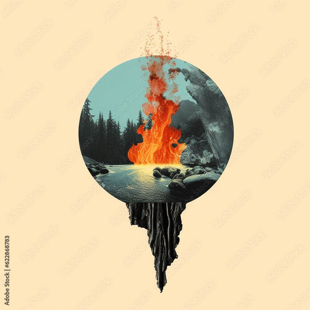 Planet Earth and The Globe Melting - Retro, Collage Style Climate ...