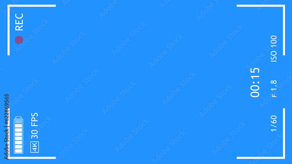 Camera mobile recording screen overlay animation with chroma key. DSLR mobile phone viewfinder ...