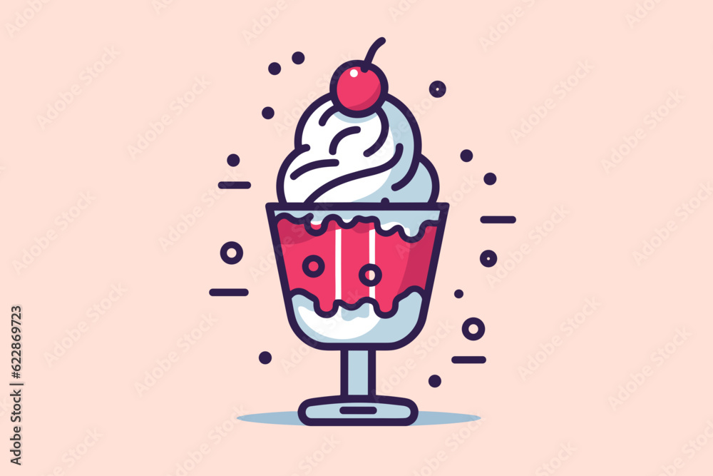 Doodle inspired Parfait, cartoon sticker, sketch, vector, Illustration ...