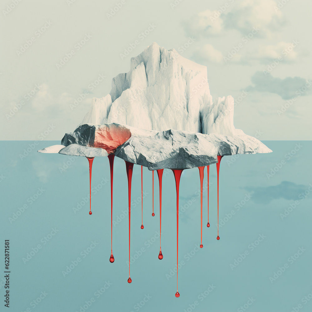 Ice Caps Melting Concept in Retro Collage Style Aesthetic - Antarctic ...