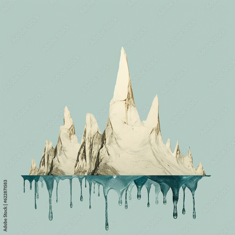 Ice Caps Melting Concept in Retro Collage Style Aesthetic - Antarctic ...