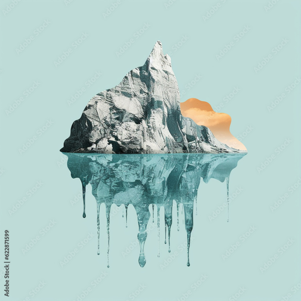 Ice Caps Melting Concept in Retro Collage Style Aesthetic - Antarctic ...