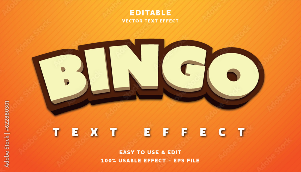 bingo editable text effect with modern and simple style Stock Vector ...