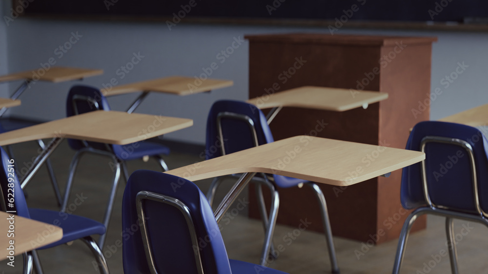 empty university classroom background image, 3d rendering Stock ...