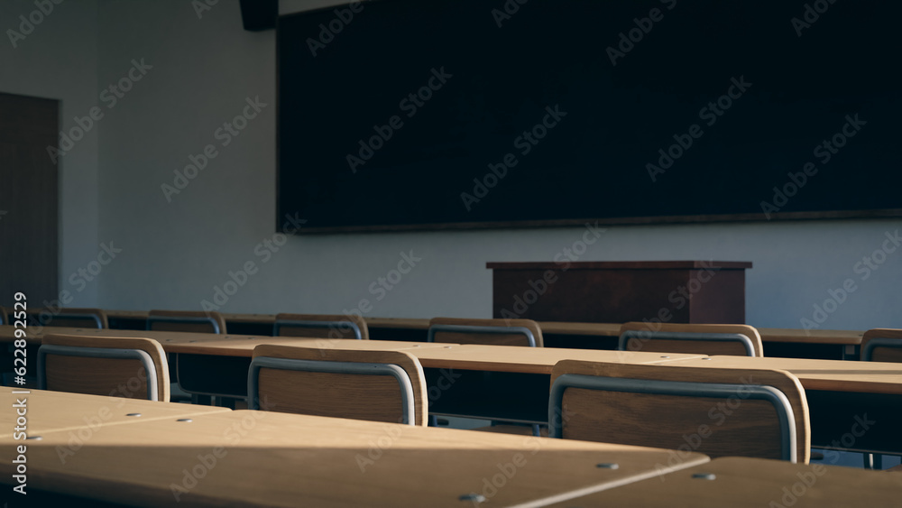 empty university classroom background image, 3d rendering Stock ...
