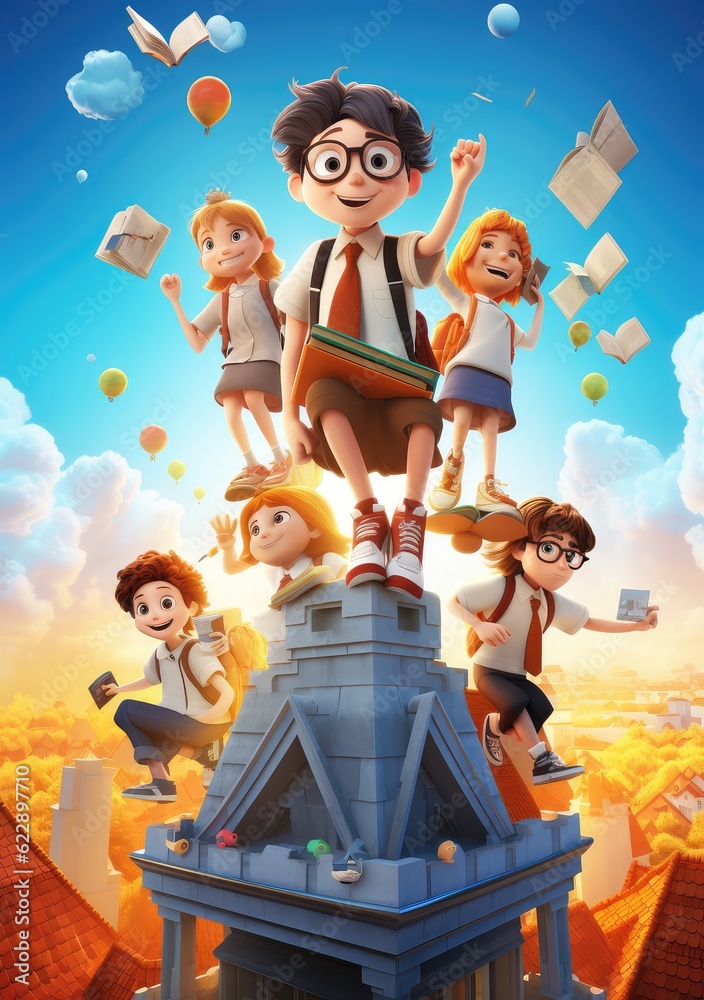 Schooltime Shenanigans. Hilarious and Happy 3D Character Poster ...