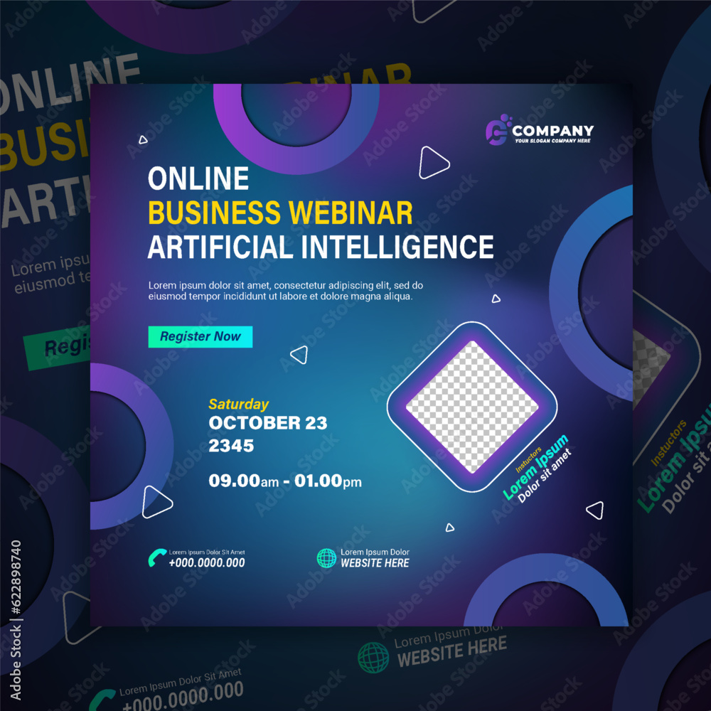 Artificial Intelligence post banner template gradient mesh fill ...