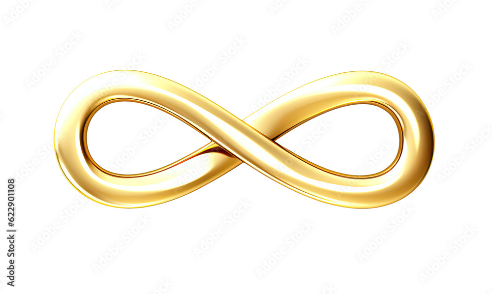 Golden infinity symbol isolated on transparent background, Generative ...