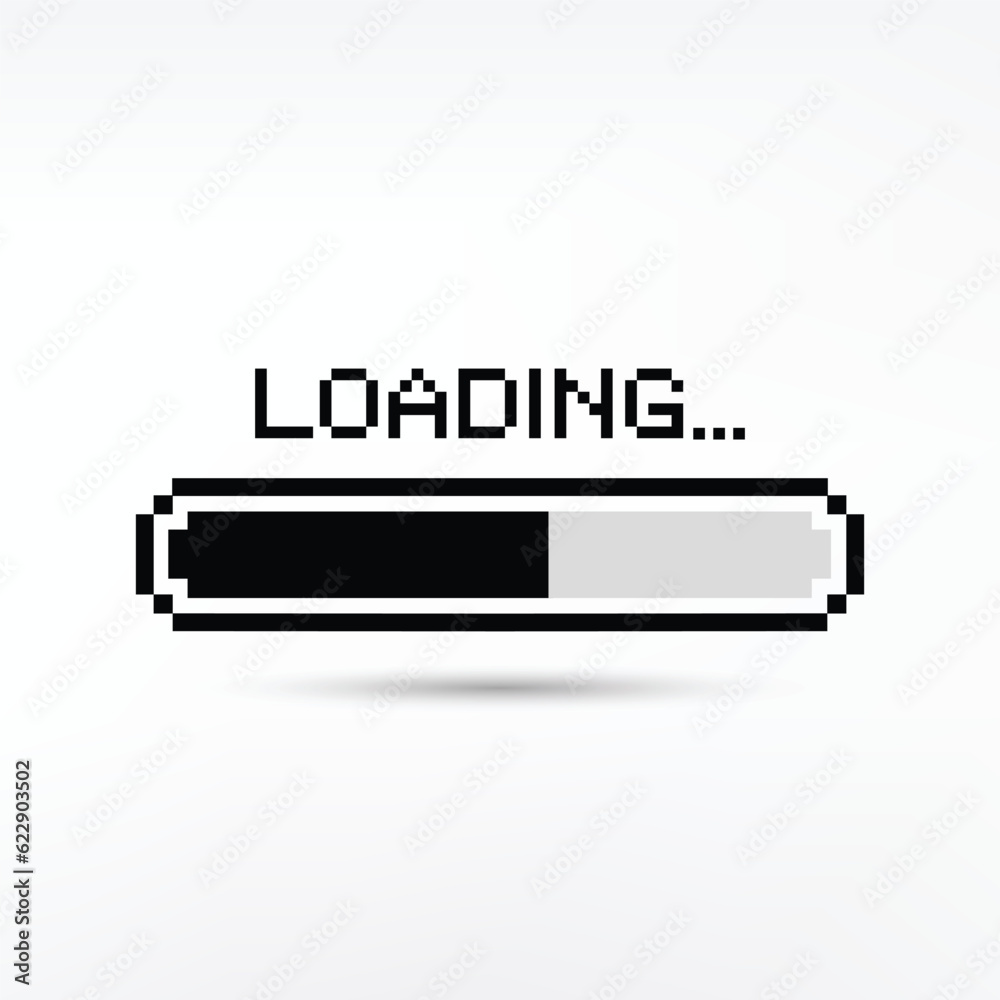 Pixel art 8-bit loading bar concept. Loading or Installing process on white background -isolated ...
