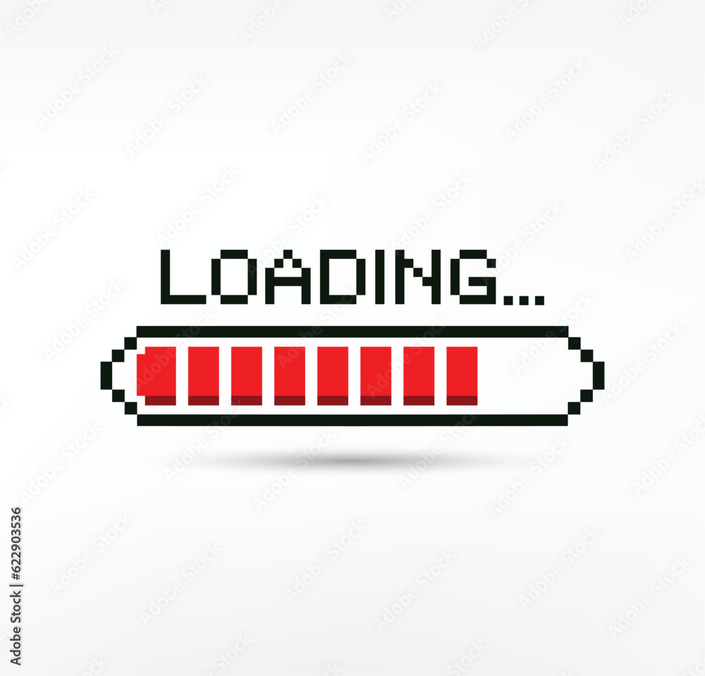 Pixel art 8-bit loading bar concept. Loading or Installing process on white background -isolated ...