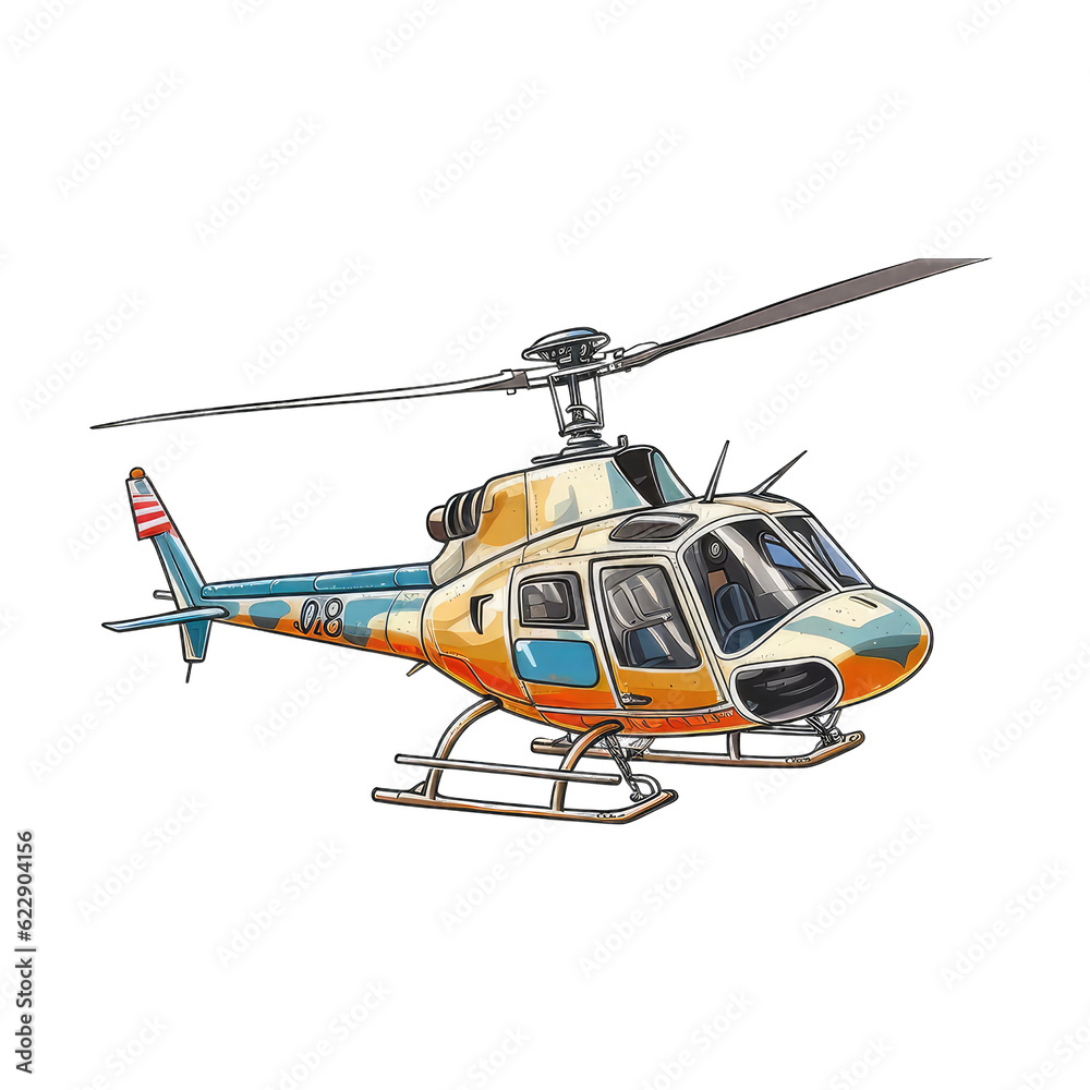 Watercolor stylized helicopter on a transparent background for ...