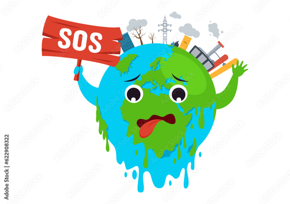 SOS Message Vector Illustration with People Who Need Emergency ...