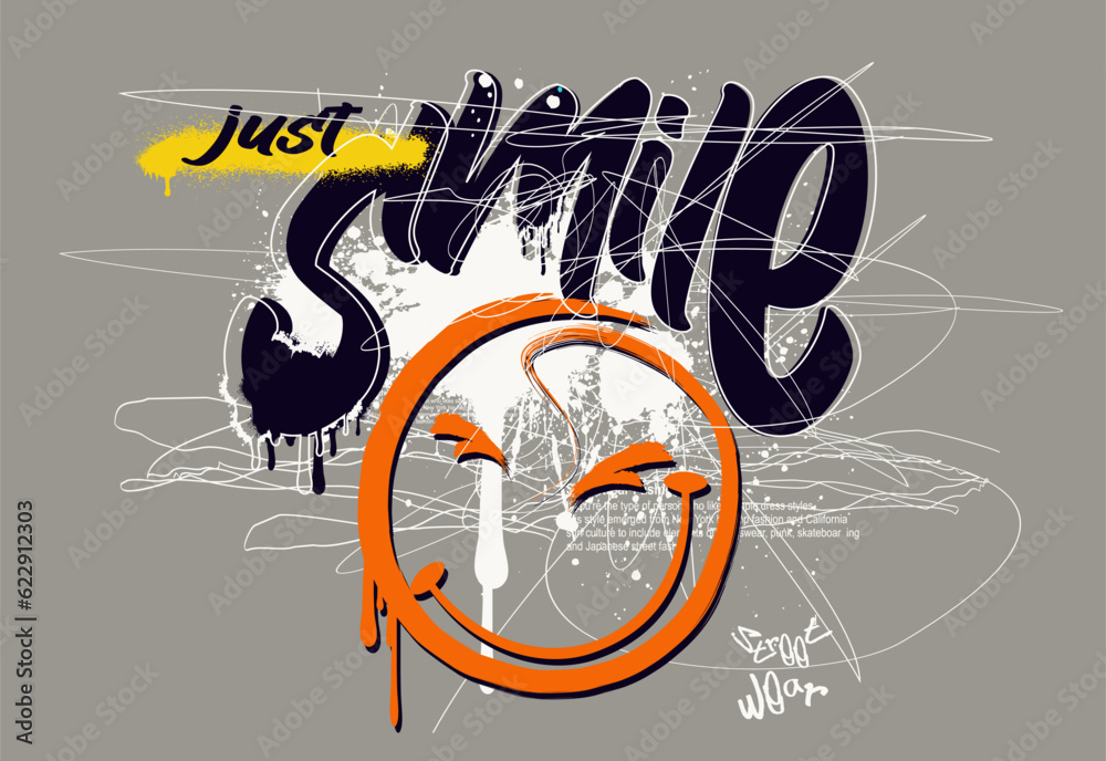 Vector smile illustration design graphics tshirt prints, melting face ...