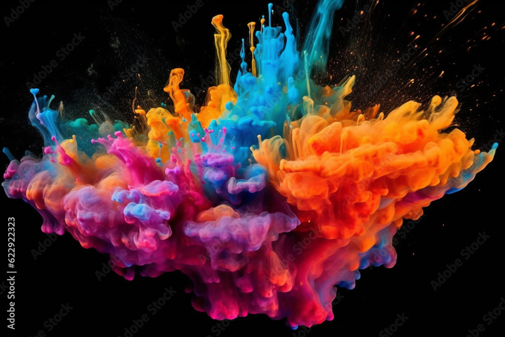Colorful acrylic ink in water, rainbow of acrylic ink in water isolated ...