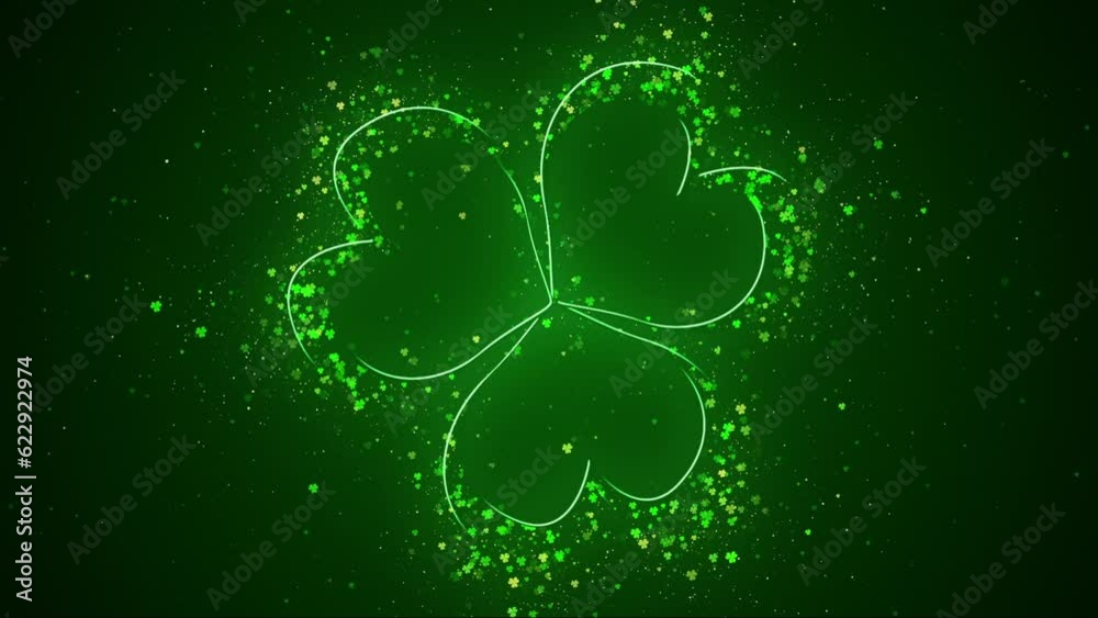 Seamlessly loopable background animation with Shamrock Leaves particles ...