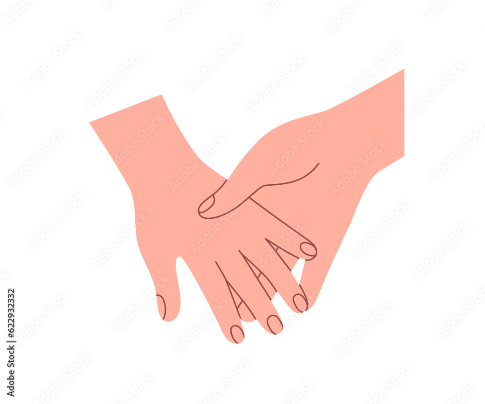 Two hands touching, holding together. Trust, support, care concept ...