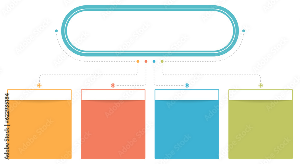 Flowchart with main title and 4 elements Stock Illustration | Adobe Stock