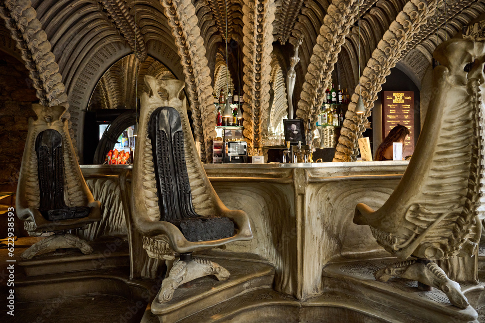 The HR Giger Bar in Gruyéres in Switzerland Stock Photo | Adobe Stock