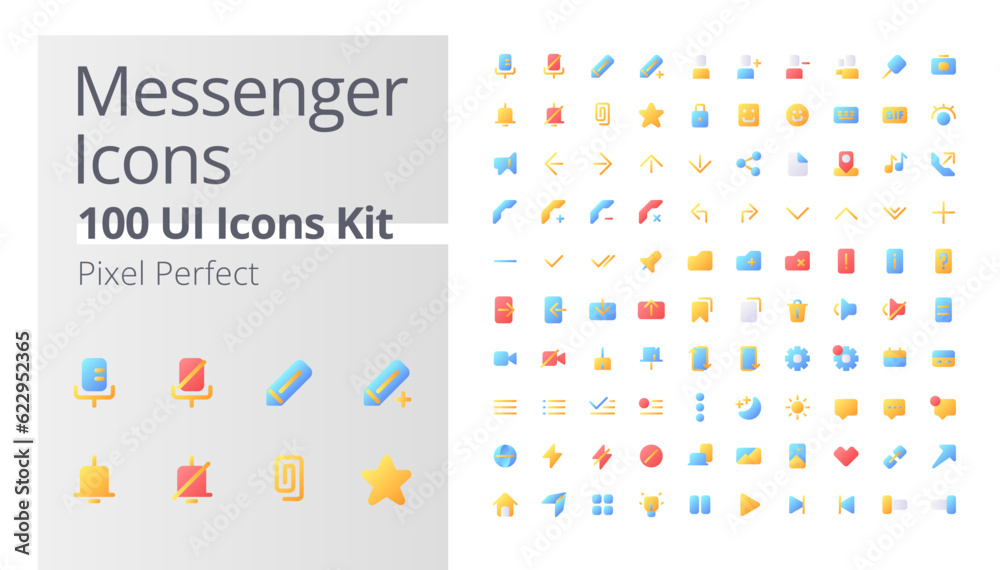 Vetor de Messenger application pixel perfect flat gradient color ui ...