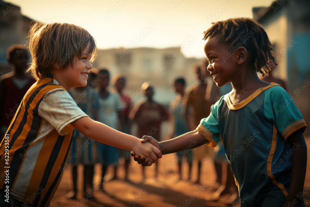 Children Shake Hands with Opponents in Respect. Generative Ai ...