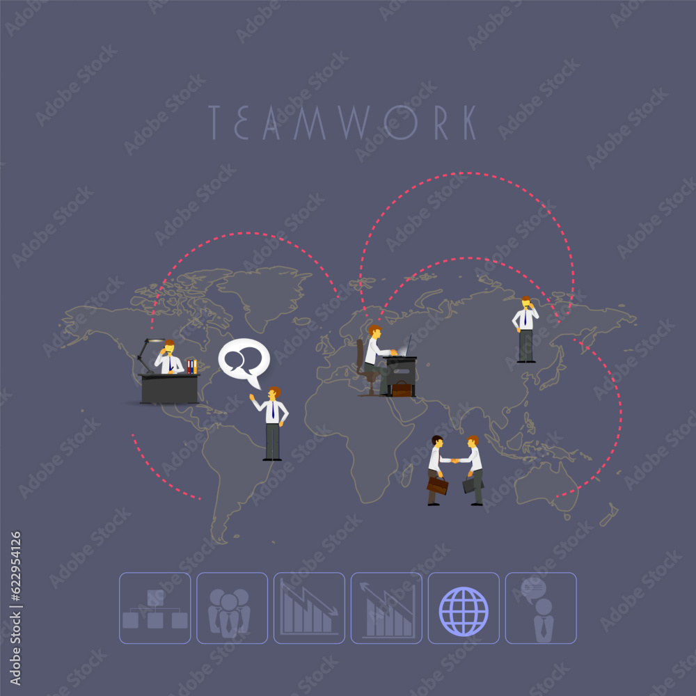 Vector illustration of teamwork, people work together. Stock Vector ...