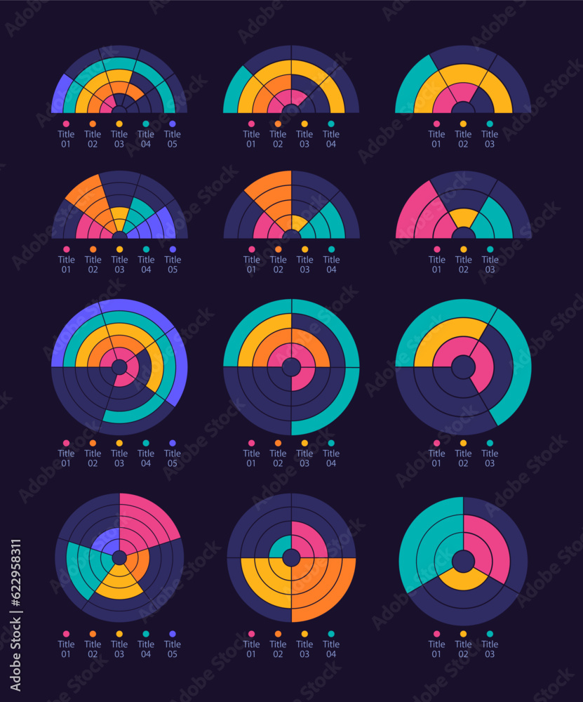 Accurate information performing circle infographic design templates set ...