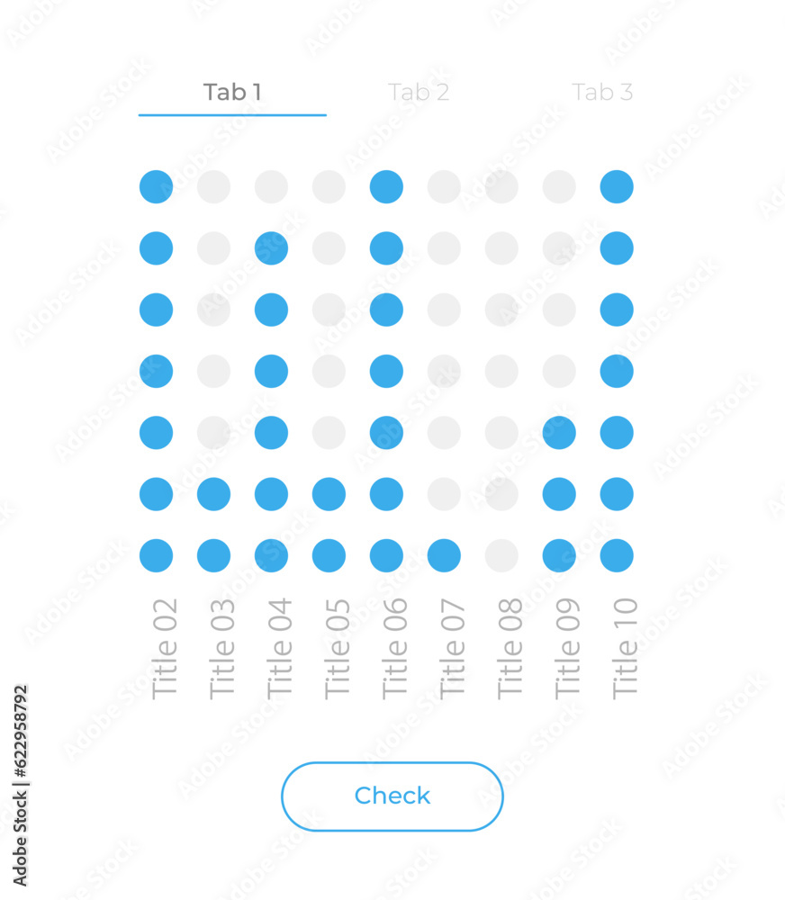 Dot stacks chart UI element template. Editable isolated vector dashboard component. Flat user ...