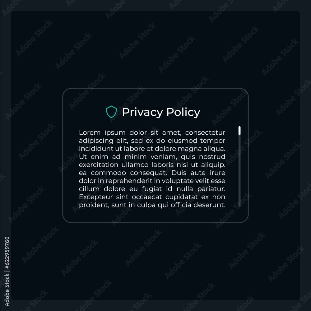 Privacy policy UI element template. Personal data. Editable isolated ...