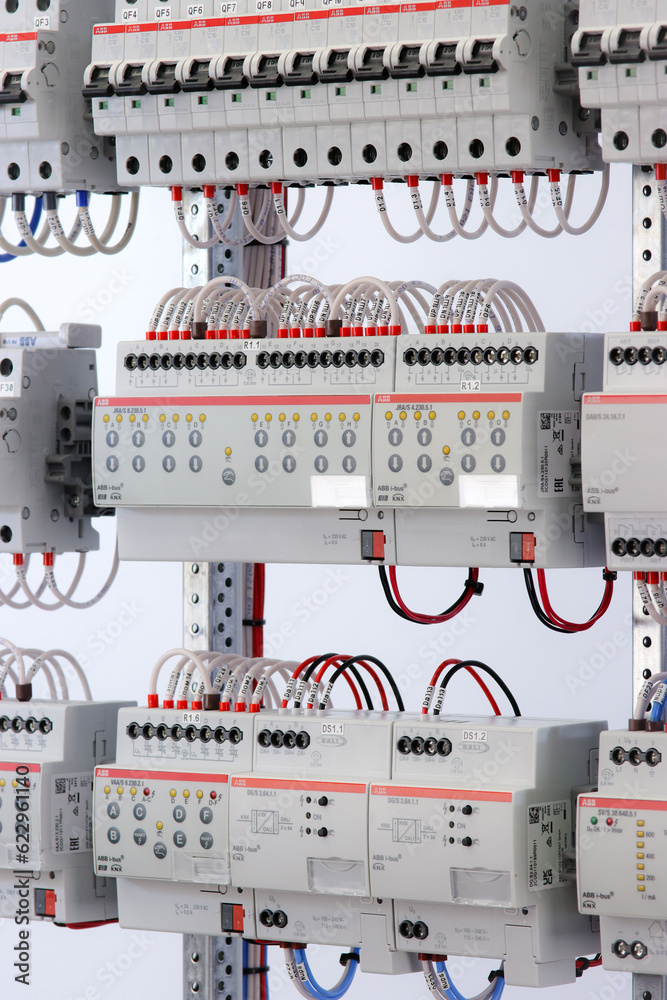 A relay module from ABB for controlling loads via the KNX data bus in ...