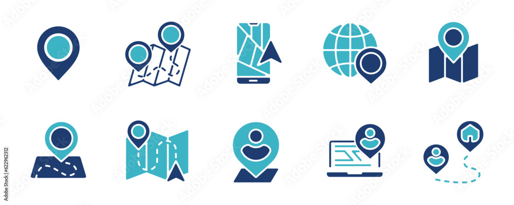 map location pinpoint icon set collection global guide navigation ...