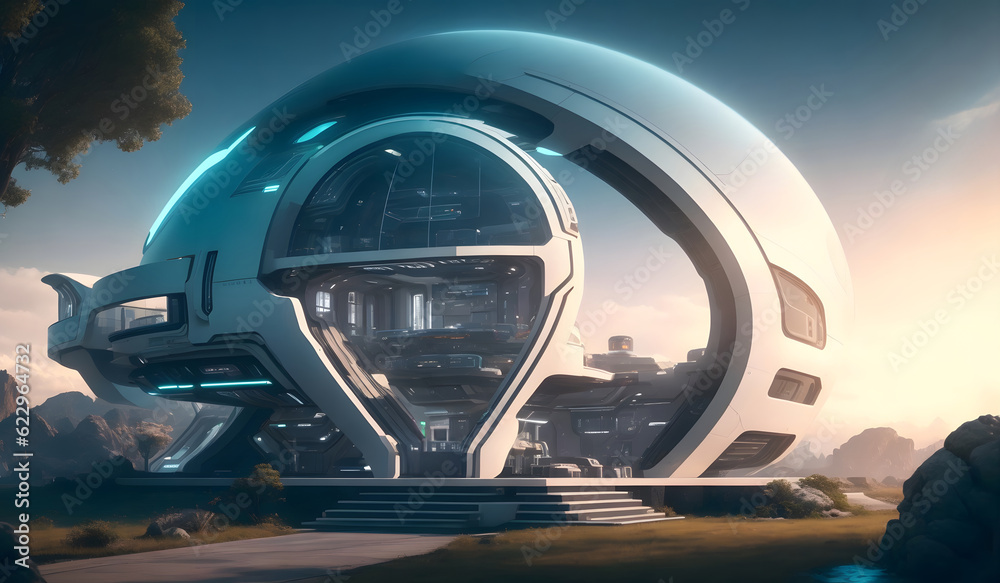 Ultra modern futuristic house background. Generative AI Stock ...