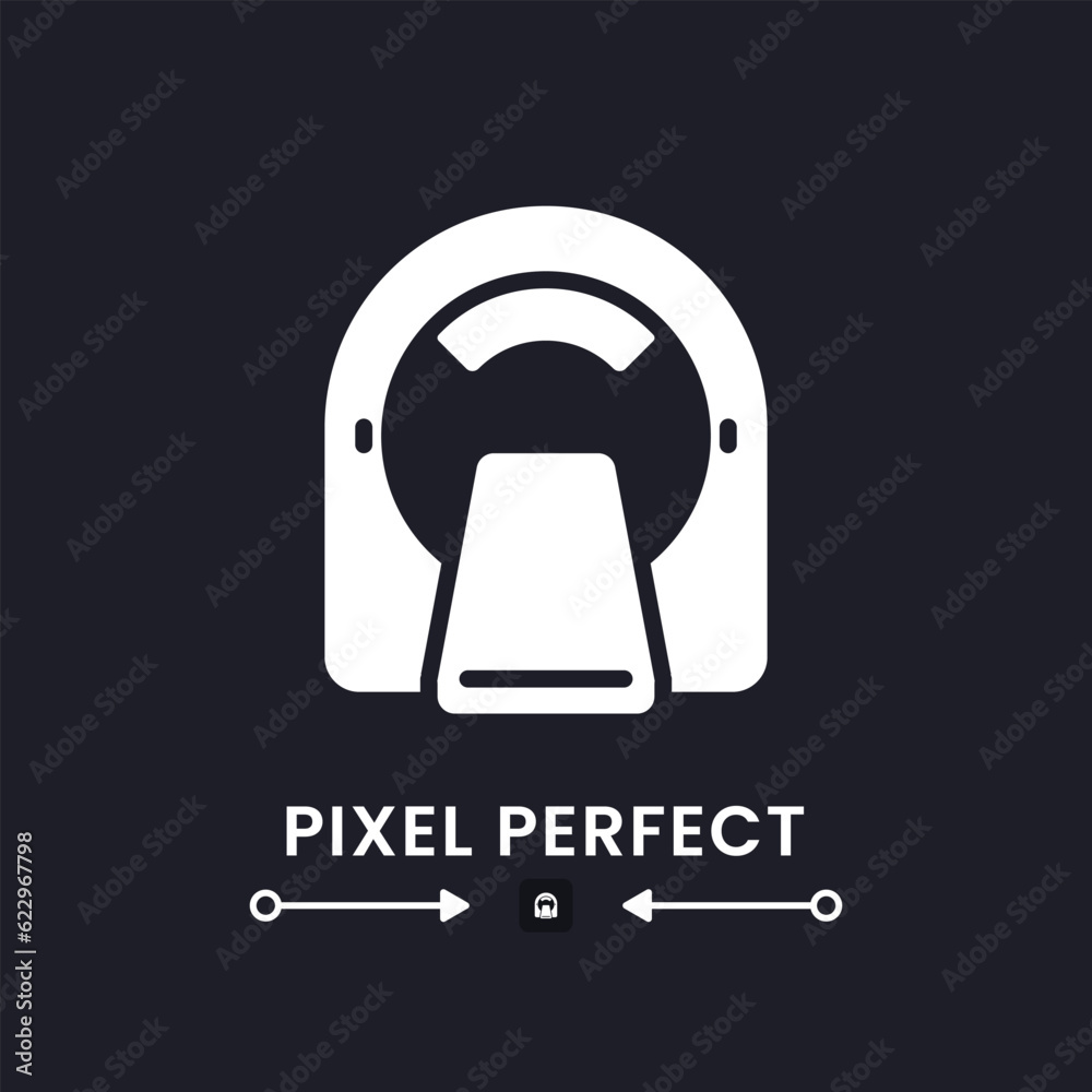 MRI machine white solid desktop icon. Medical equipment. Magnetic ...