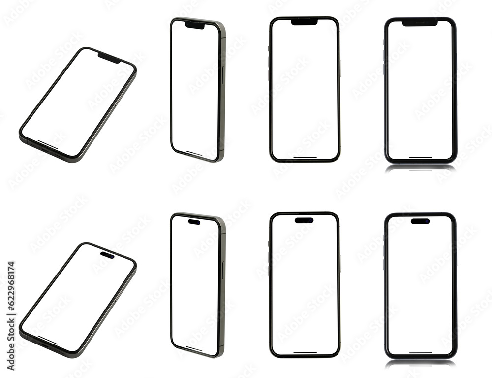 iPhone Mockup set of ios 16 Template on Transparent Background , Mock ...