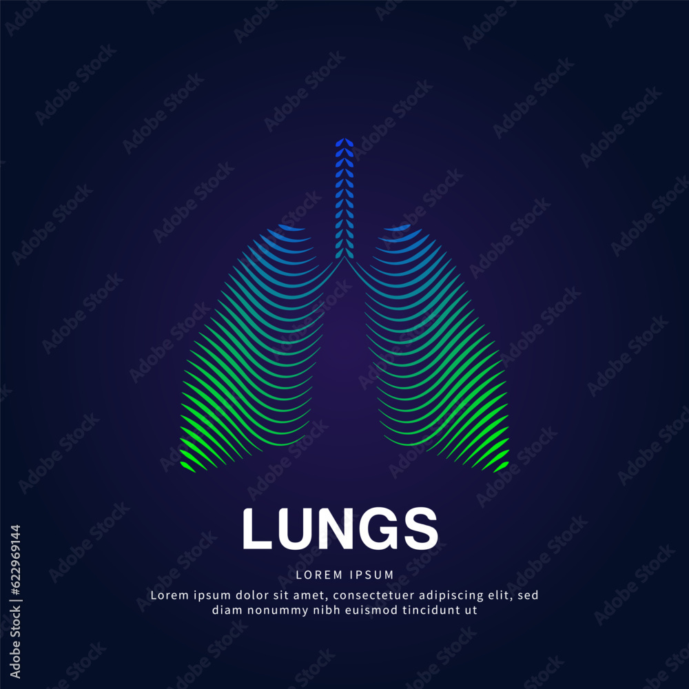 Human Lungs medical structure. creative simple line art Vector logo ...