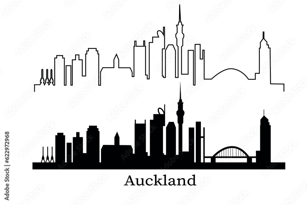 Auckland vector city skyline outine silhouette Stock Vector | Adobe Stock